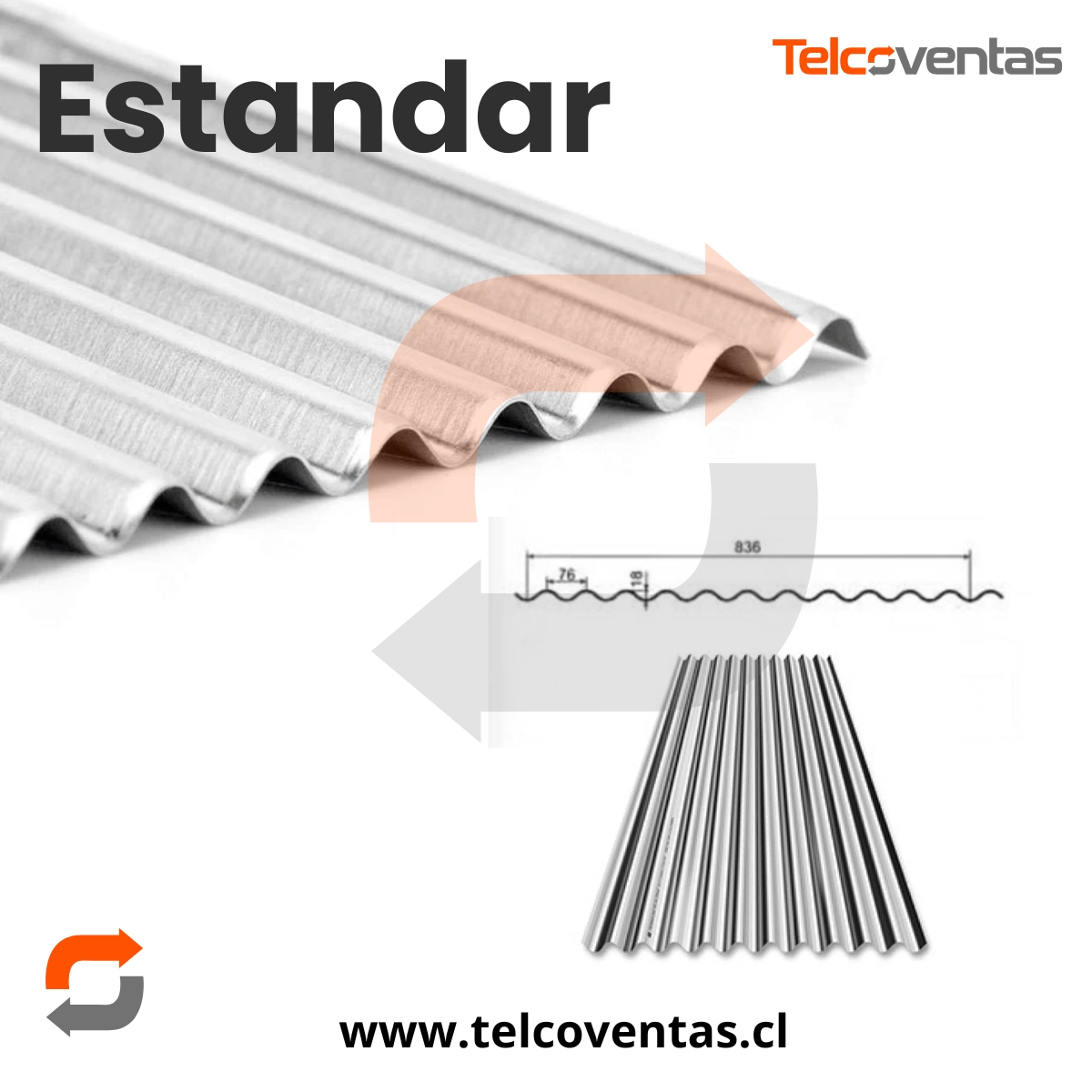Planchas de Zinc PV6 PV8 y Cubiertas Metálicas | TelcoVentas Chile